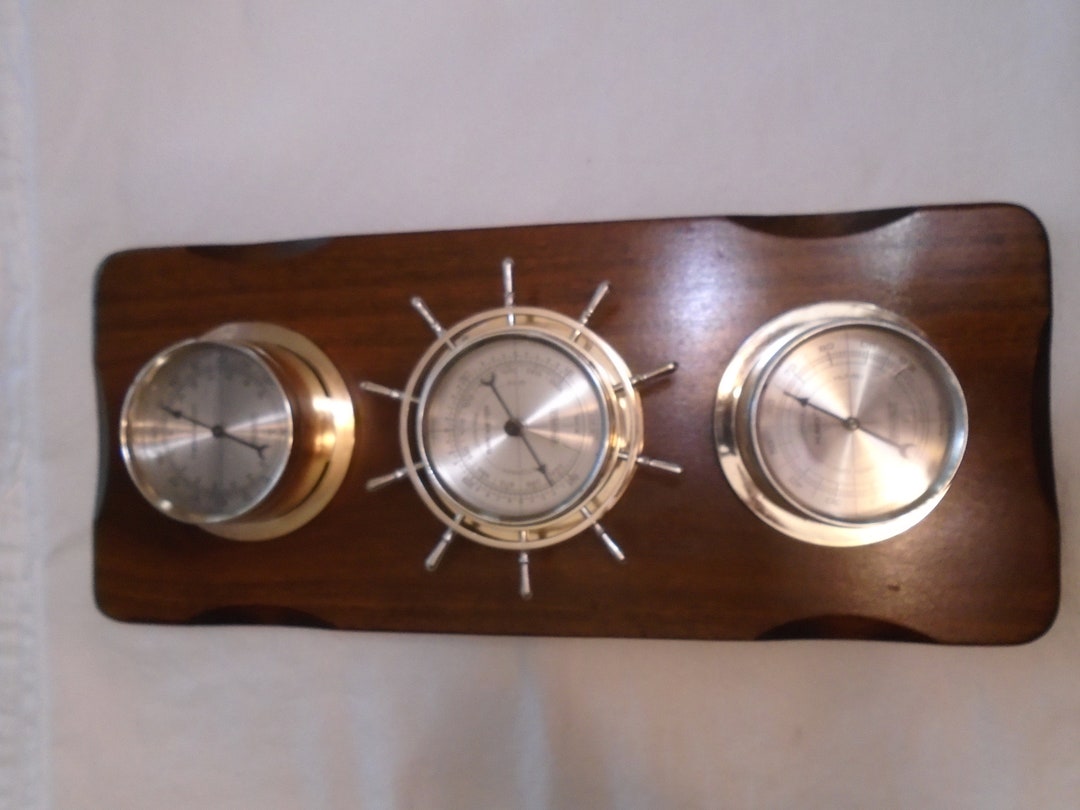 VTG Springfield Weather Station Thermometer Hygrometer Barometer Wood ...