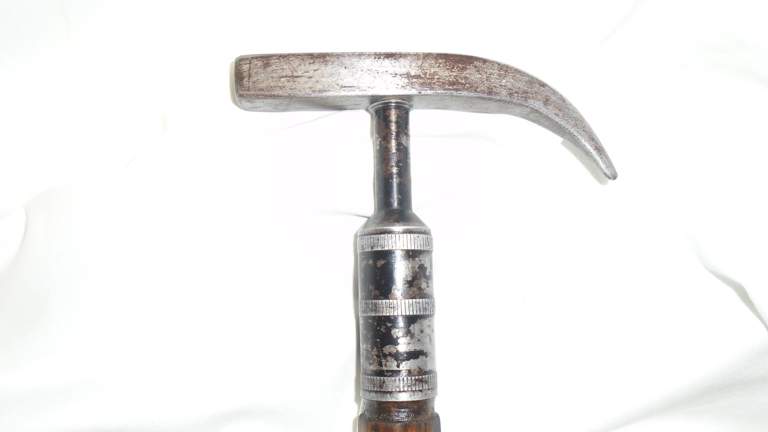 Antique German Cane Curved Pick Hammer Handle W/ Steel Tip Octagon Wood ...