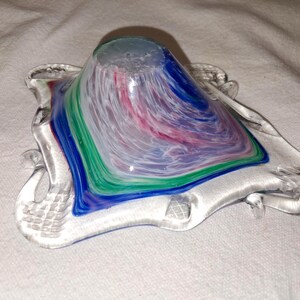 Vintage Murano Blown Glass Dish Pastel Blue Green Pink Clear Italy ...
