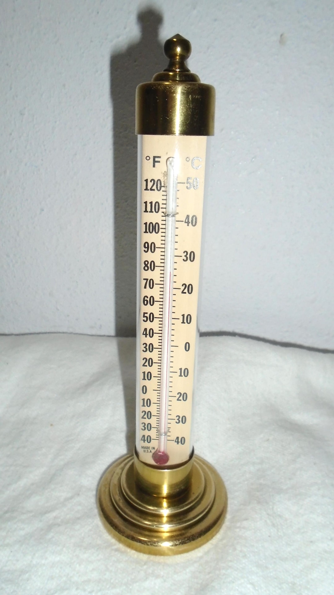 Vintage Brass Desktop Thermometer Indoor Art Rare Heavy Conant Custom ...