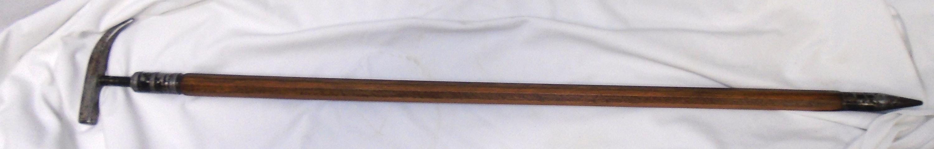 Antique German Cane Curved Pick Hammer Handle W/ Steel Tip Octagon Wood ...