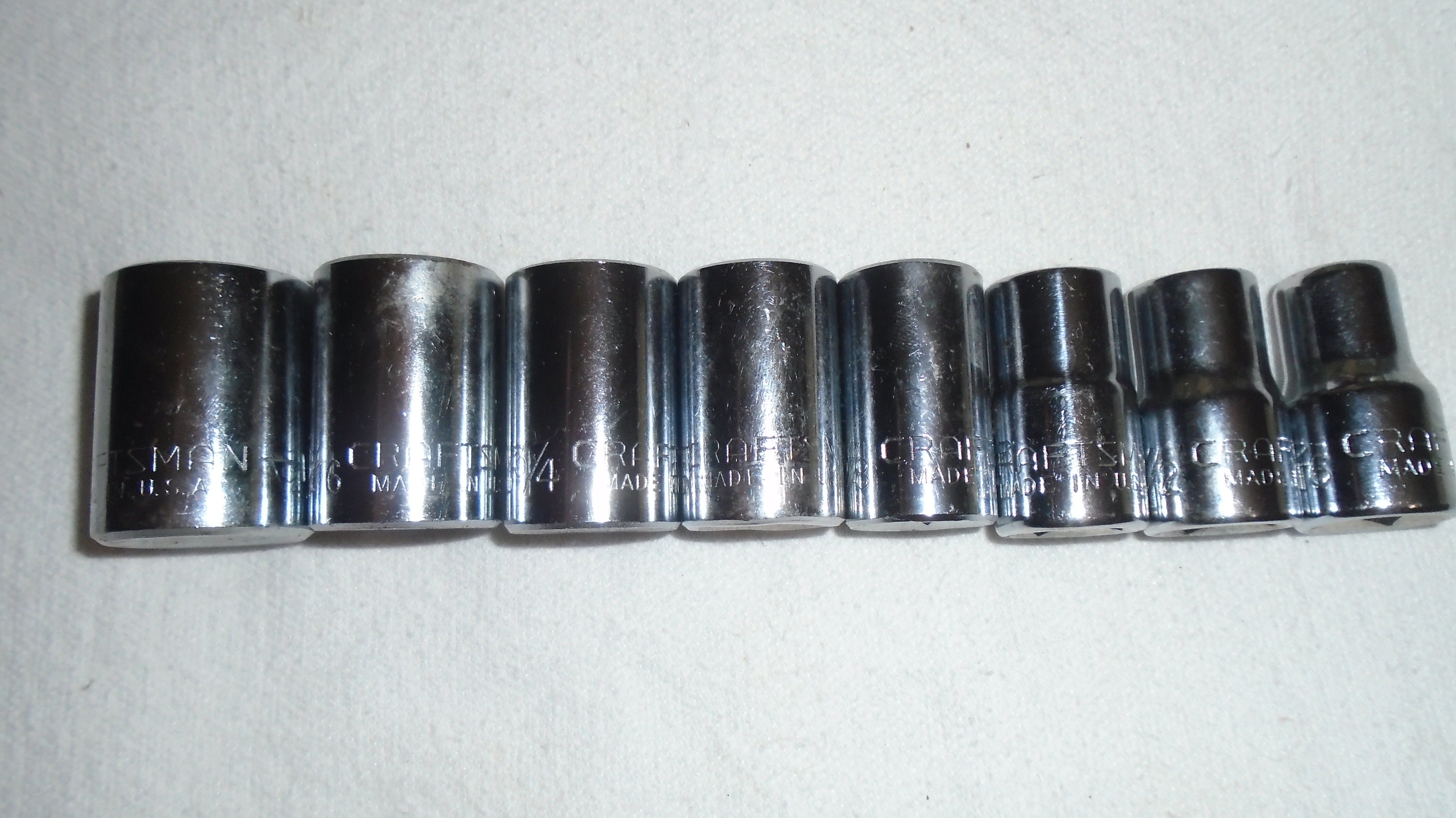 8 Pc Craftsman Socket Set 1/2 Drive Size 12 Pt SAE 7/8 13/16 3/4 11/16 ...