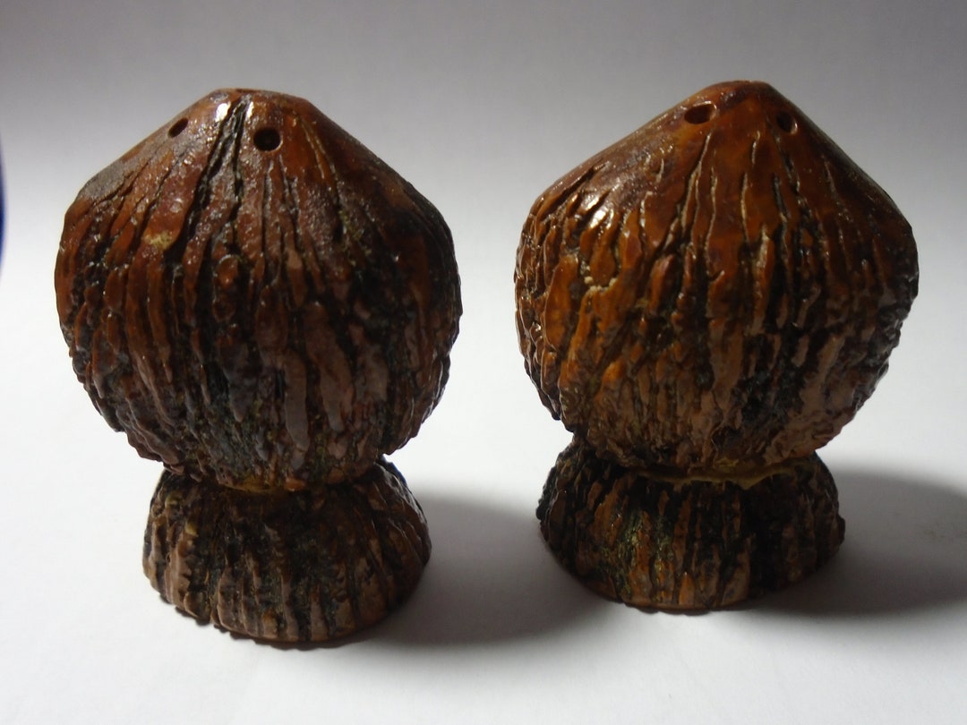 Black Walnut Hull Salt & Pepper Shakers Shell Vintage RARE Find - Etsy