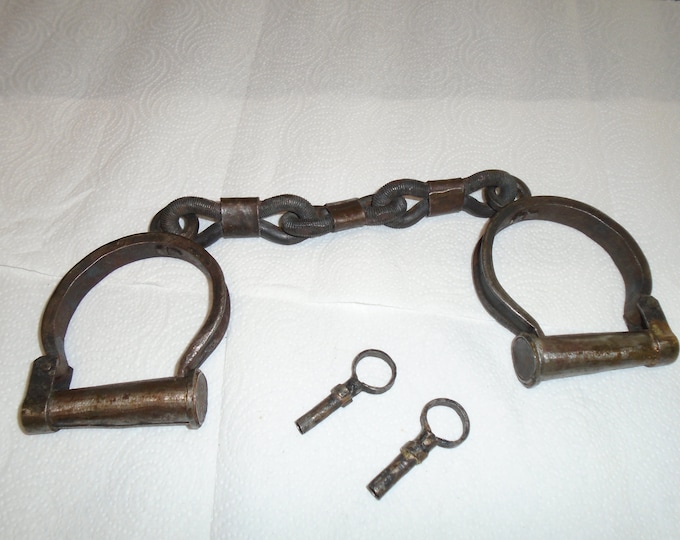 ANTIQUE LEG SHACKLES 1800'S Civil War Convict Slave Horse Handcuffs ...