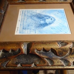 Lee Nesler Original Art Ink Drawing Beauty Peacock Confined Framed ...