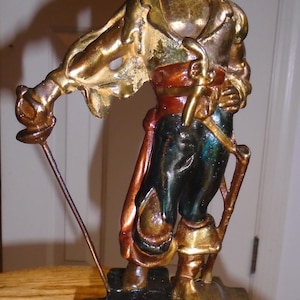 Antique Bronze Lamp Figure Swashbuckler Musketeer C 1928 Armor Bronze ...