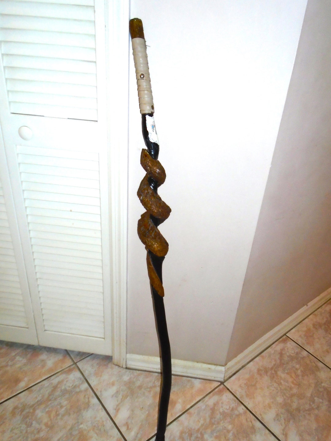 Vintage Walking Stick Swirl American Indian Signed 48" Collectible Art ...