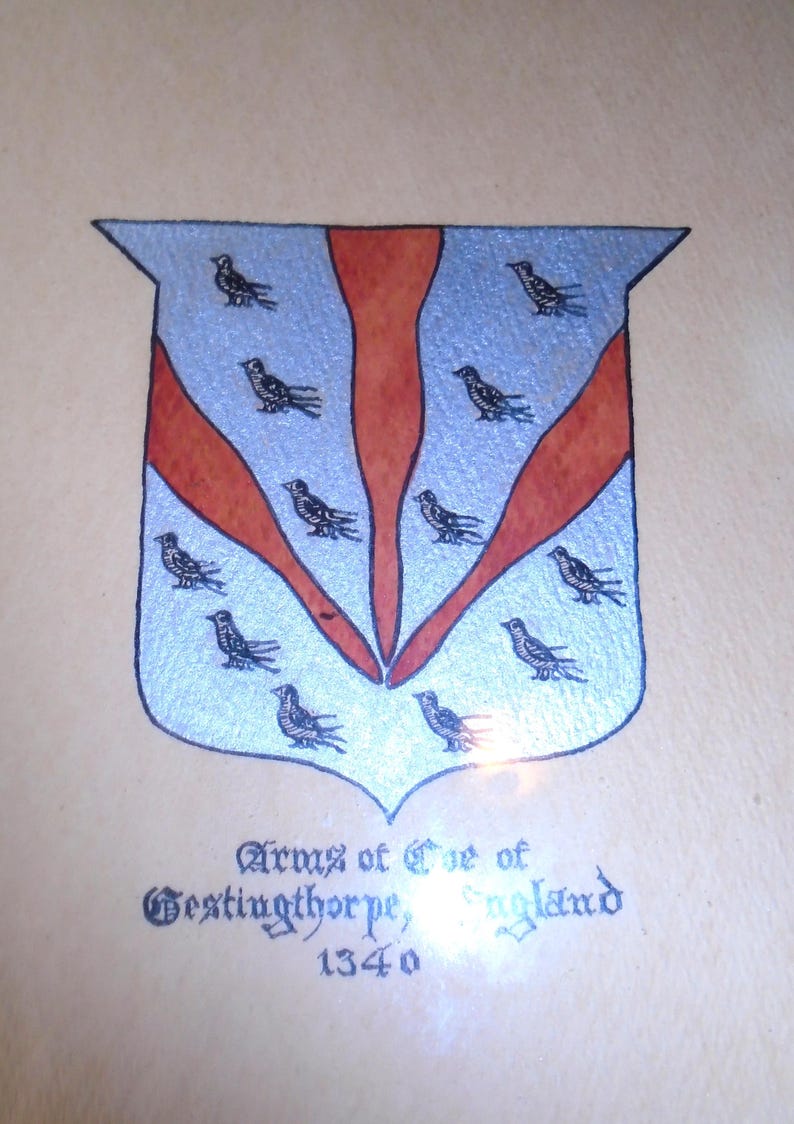 Coat of Arms Coe Gestingthorpe, England 1340 Essex Knight Vintage ...