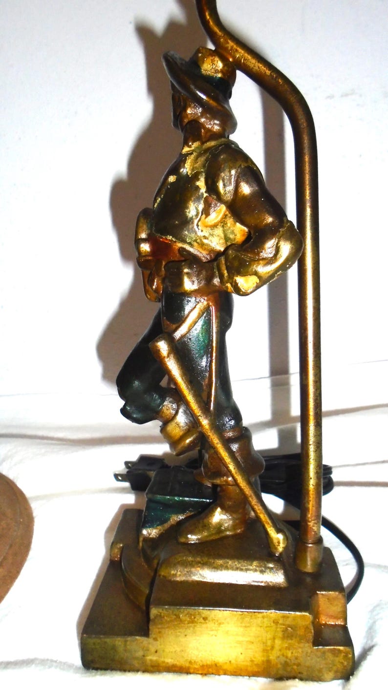 Antique Bronze Lamp Figure Swashbuckler Musketeer C 1928 Armor Bronze ...
