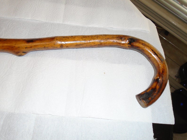 Vintage Handmade Wood Cane Curved Handle 33 1/4 - Etsy