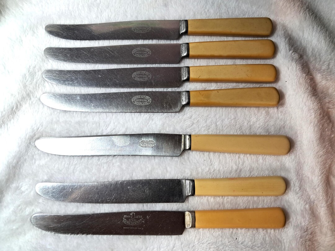 Peerless Cutlery Flatware Knife Butter VTG Yellow Handle Universal ...