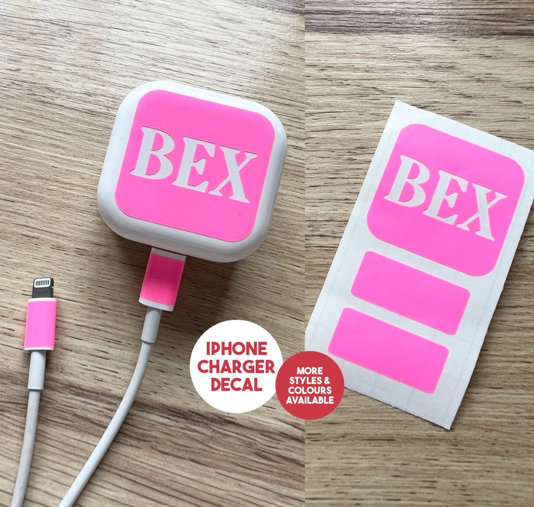 Personalised iPhone Charger Decal - iPhone Cable Sticker - Organise ...