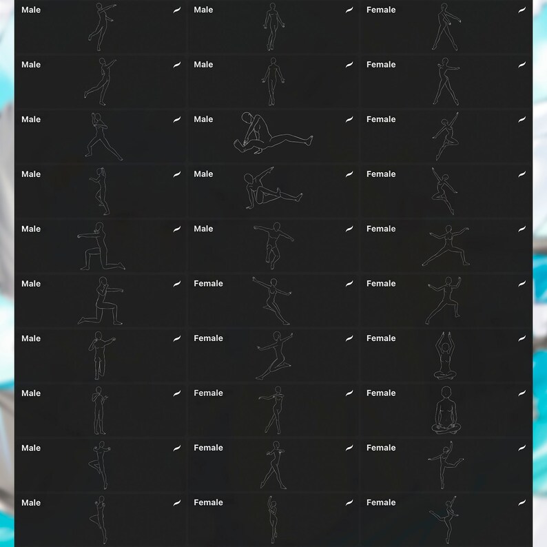 300+ Male and Female Body Poses for Procreate | Body Stamps, Poses ...