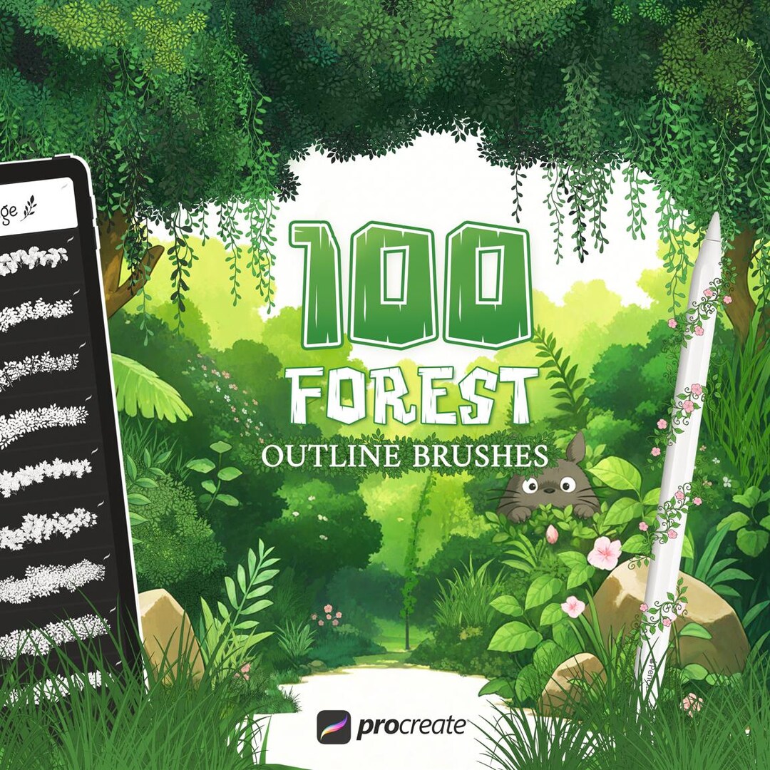 100 Forest Outline Brushes for Procreate – Leaves, Plants, Trees ...