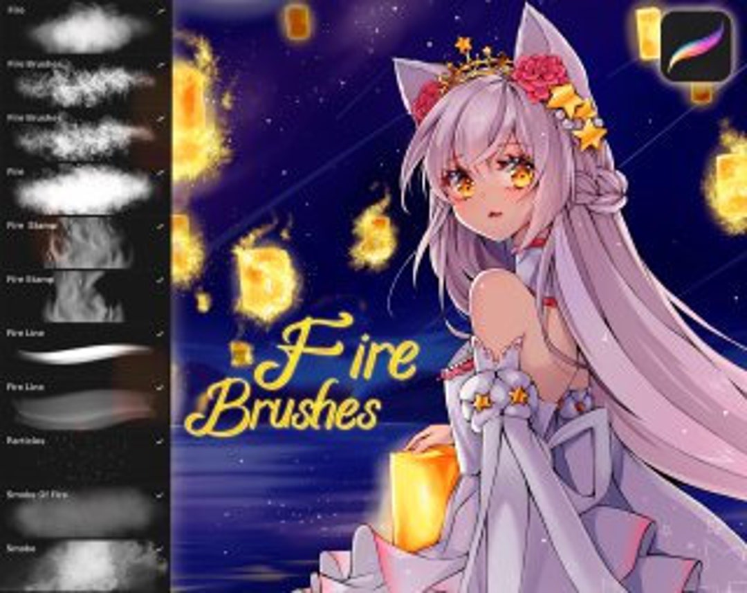 Fire Brush Set for Procreate, Smoke, Flames, Particles, Textures and ...