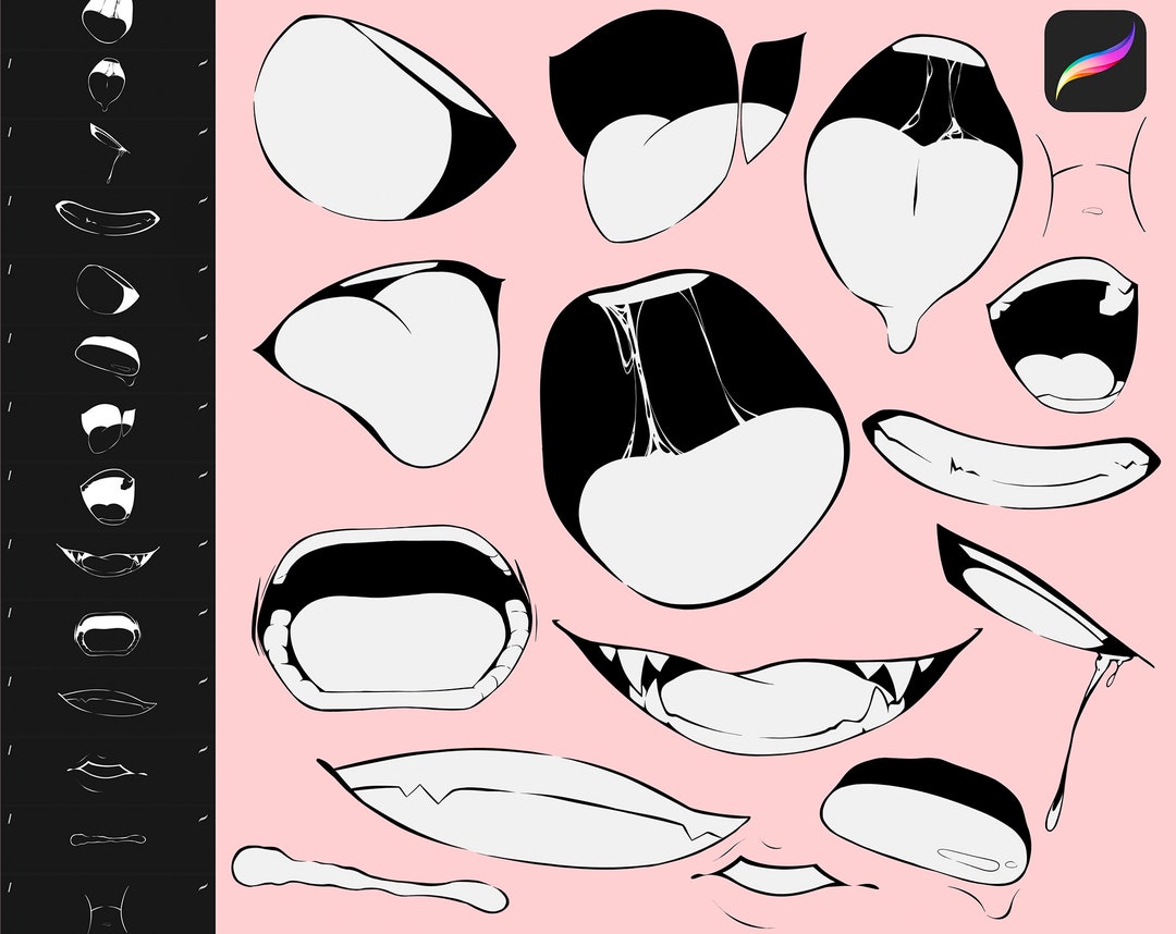 50 Expressive Mouth Stamps for Procreate, Brushes for iPad - Etsy