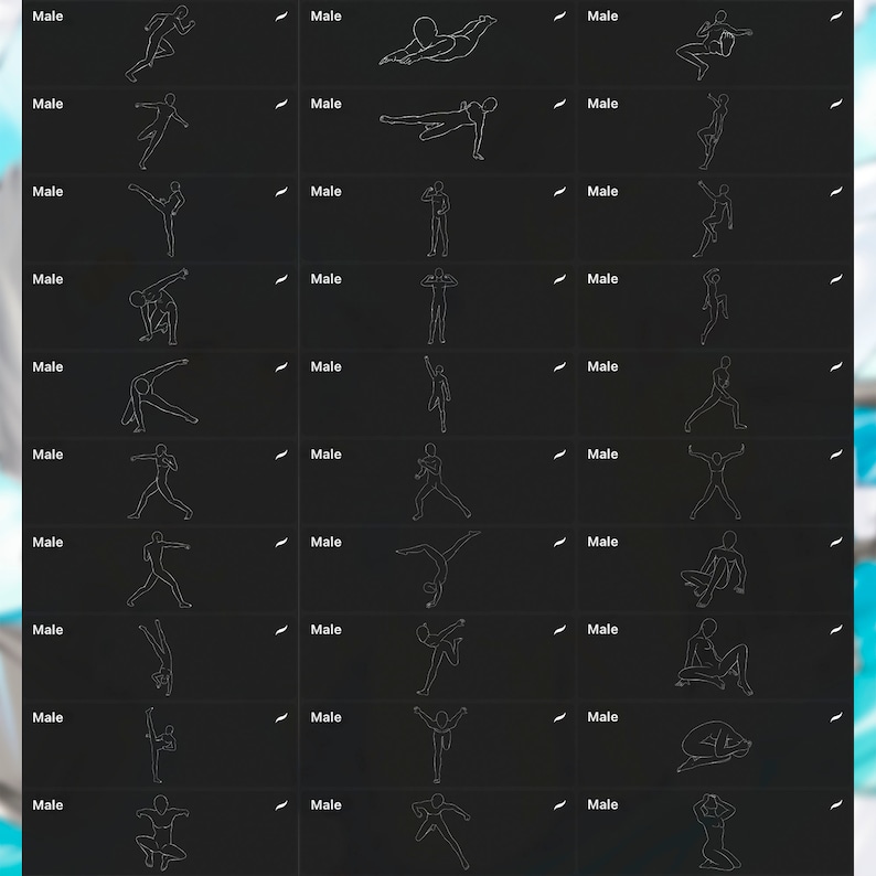300+ Male and Female Body Poses for Procreate | Body Stamps, Poses ...