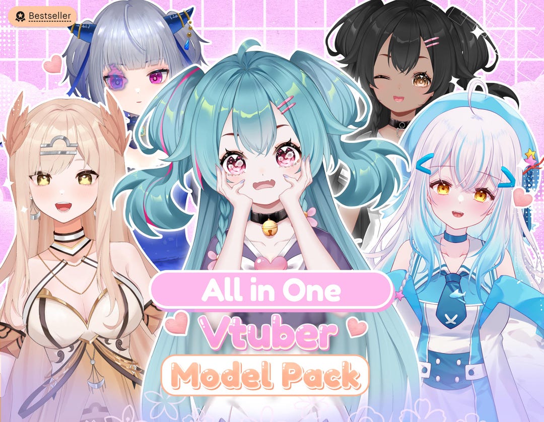 Ready to Use Vtuber Pack, Live2d Vtuber Model for Commercial Use! Whole Store in One Pack - Full ...