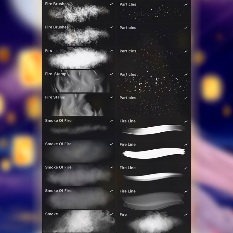 Fire Brush Set for Procreate Smoke Flames Particles - Etsy