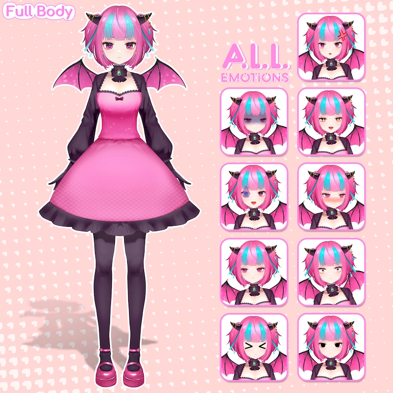 Live2d Vtuber Model for Commercial Use! the Evil Demon (ready to Use ...