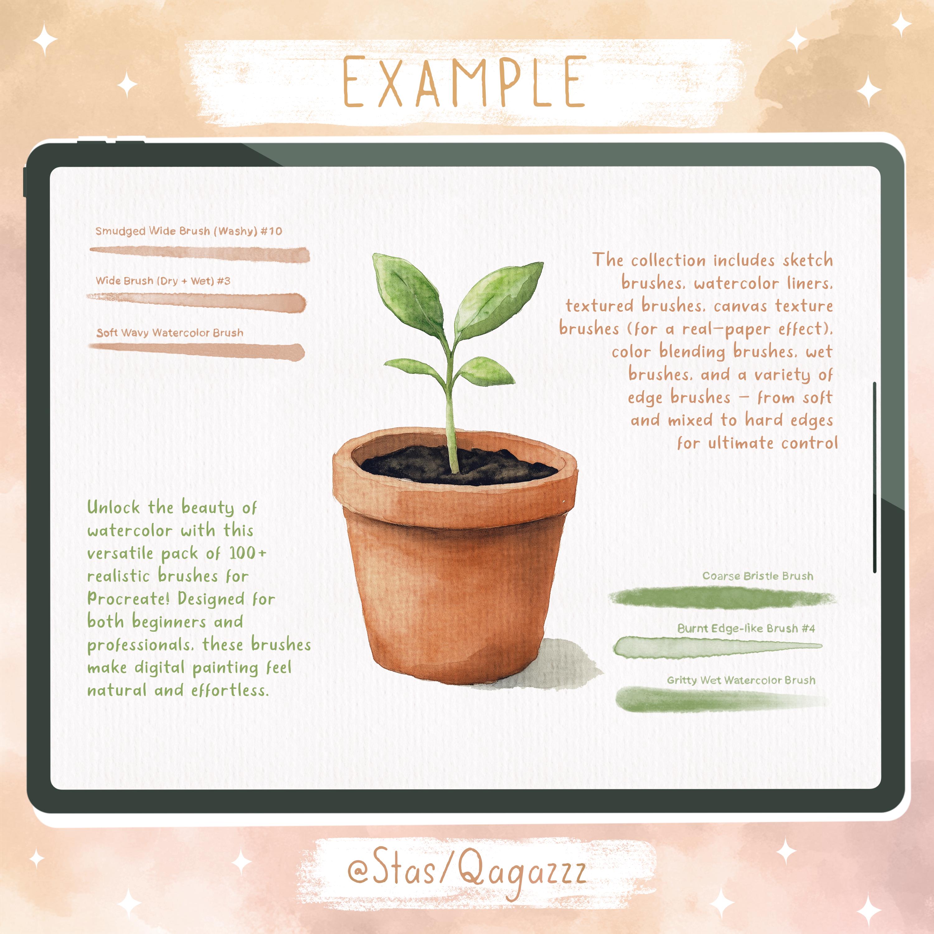 100 Realistic Watercolor Brushes for Procreate. Watercolor Texture ...
