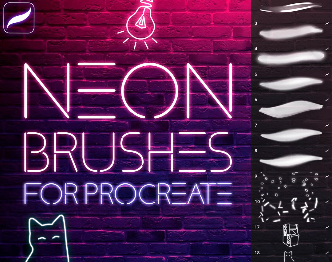 Neon Brushes Set, Cyberpunk Style, Textures and Stamps for Procreate - Etsy