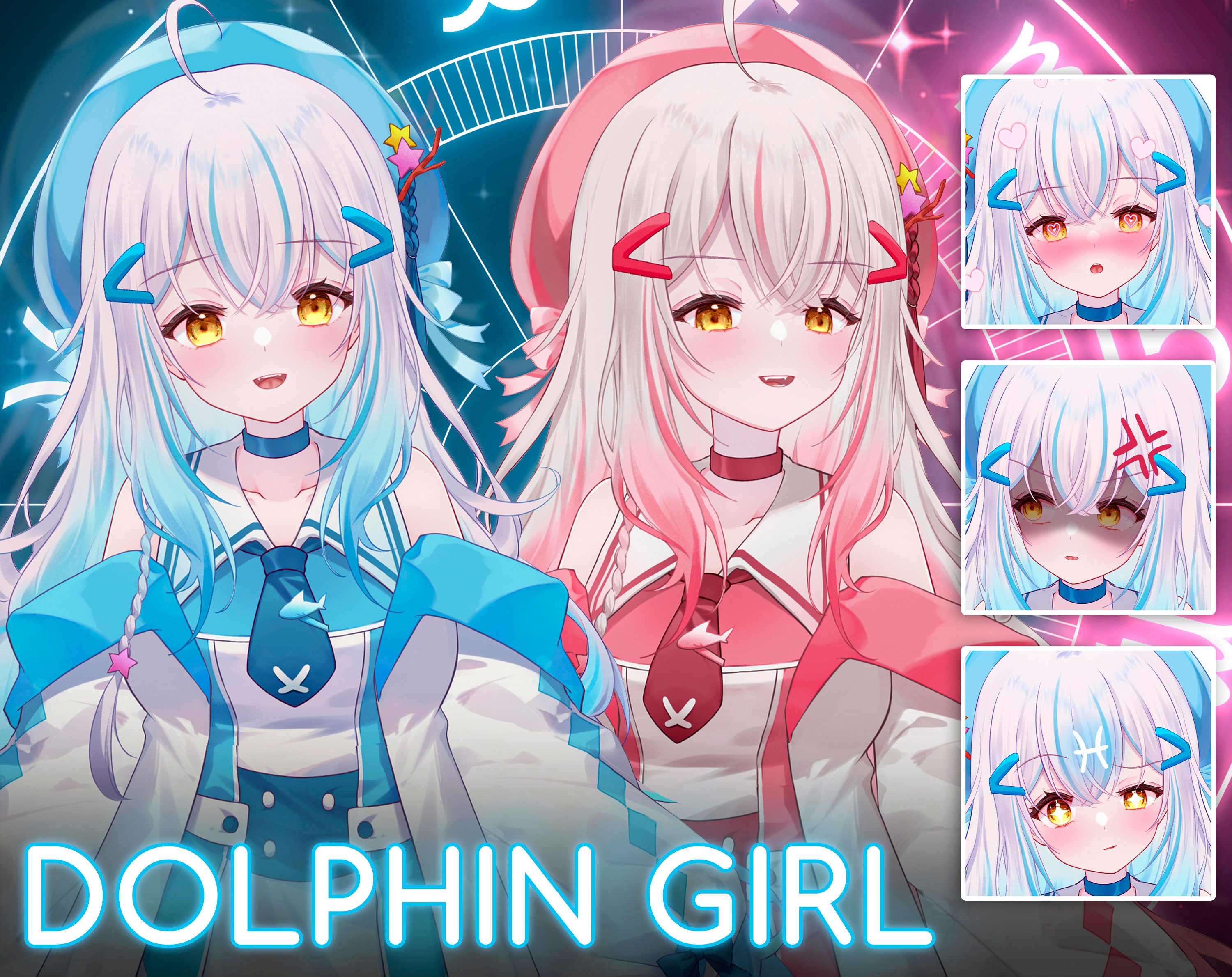 Live2d Vtuber Model for Commercial Use! Girl Dolphin Vtuber (ready to ...