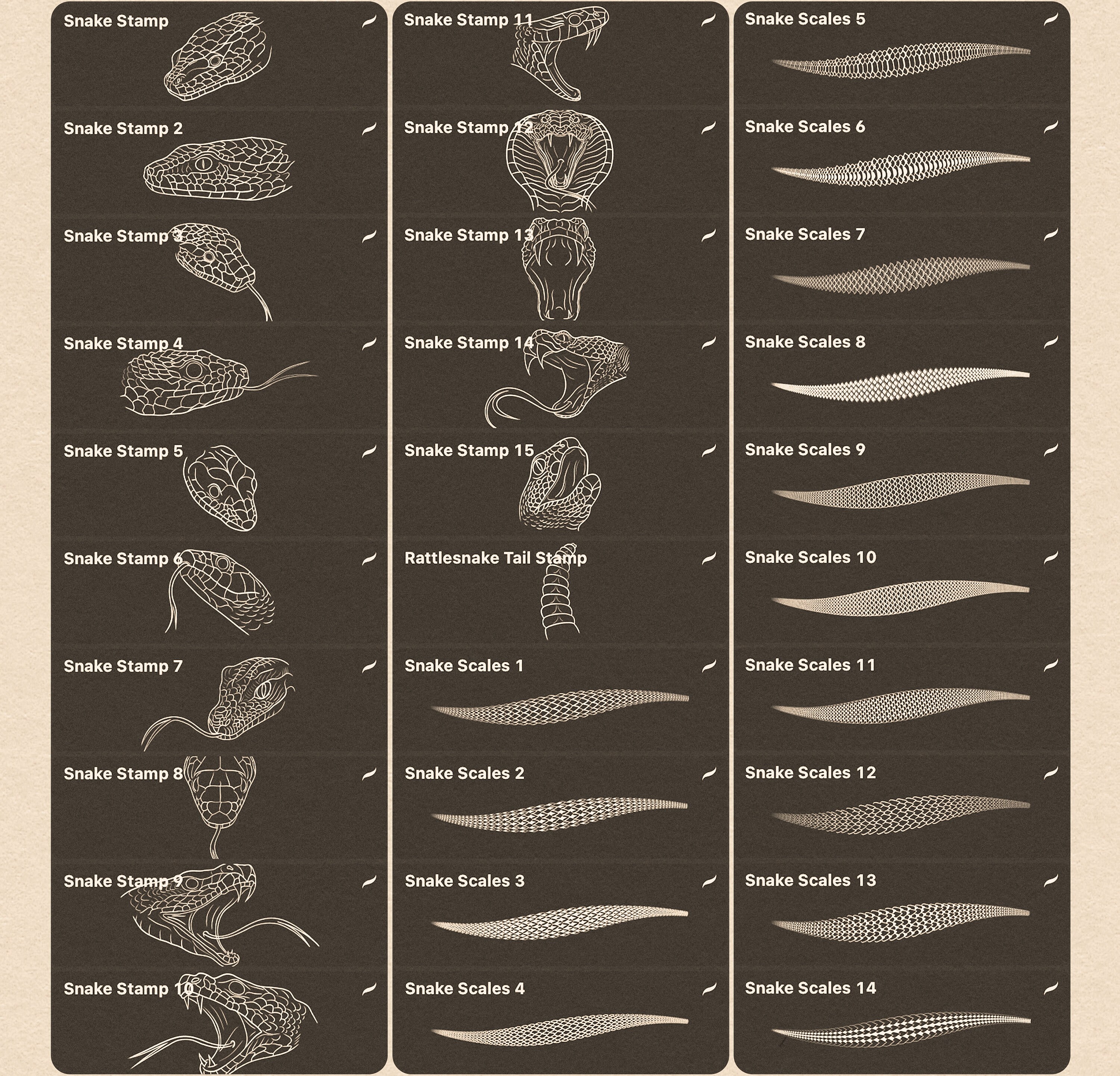56 Snake Brushes for Procreate | Scales, Structure, Snake Body ...