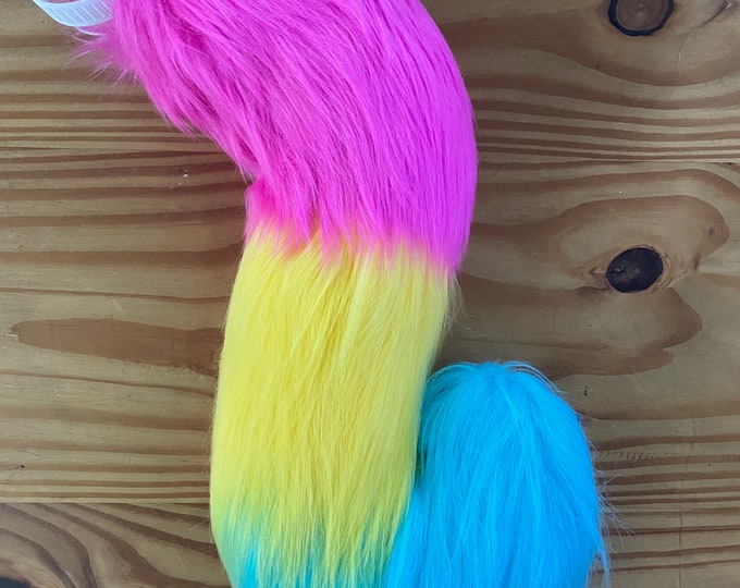 Pansexual LGBT Curled Pride Fursuit Tail - Etsy