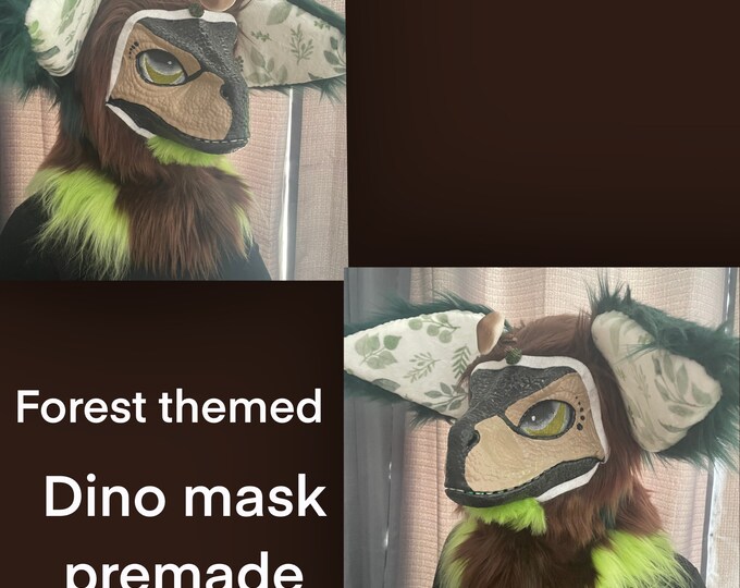 Premade Forest Themed Dino Mask Fursuit Canine Fursuit Mask Hand ...
