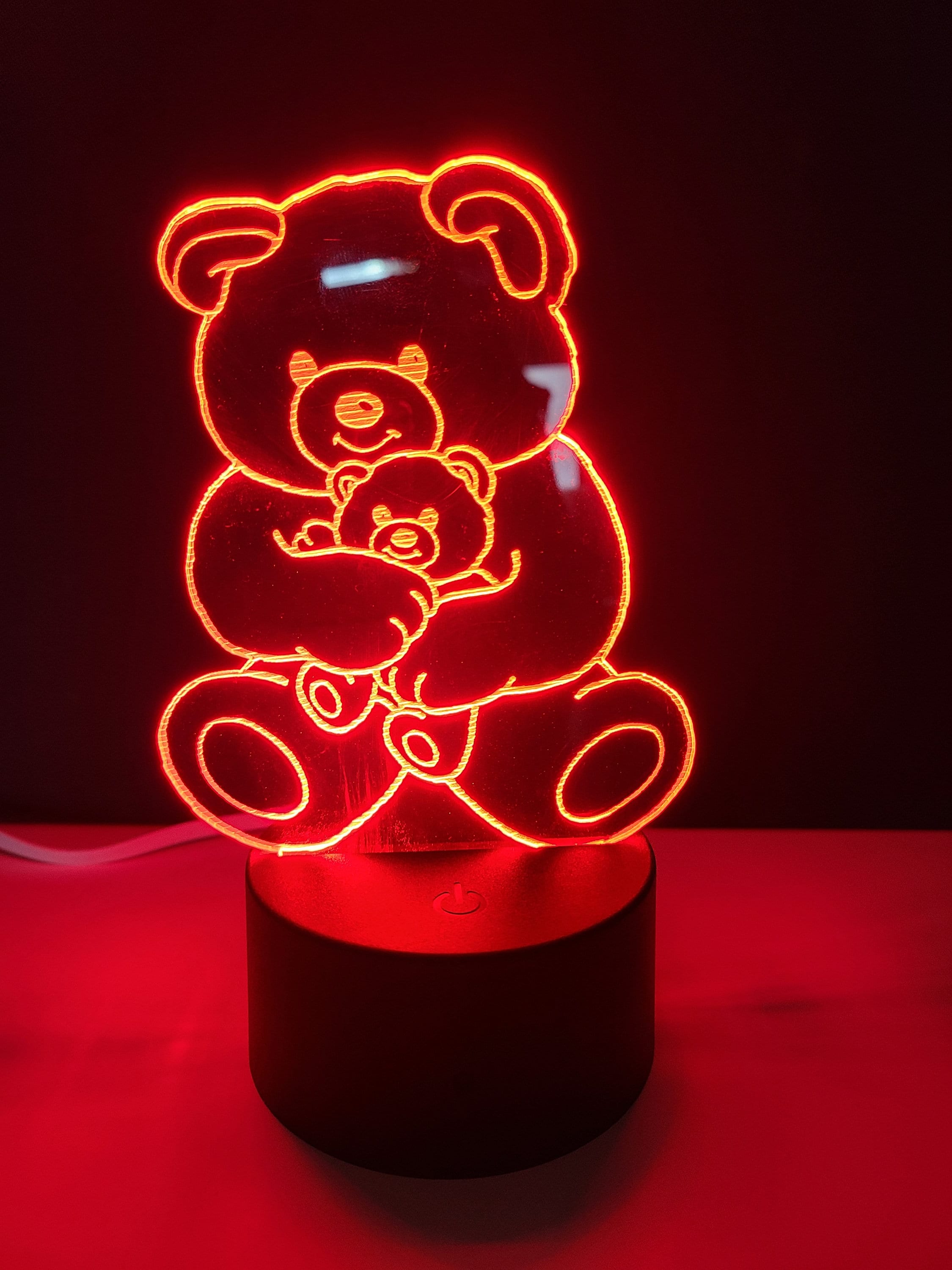 Teddy Bear LED Light Laser Cut and Engraved Stuffed Teddy | Etsy