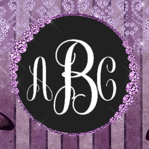 Purple Diamonds and Lace Monogram Sublimation Template / Butterfly ...