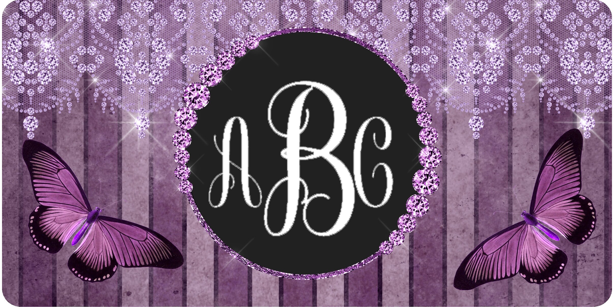 Purple Diamonds and Lace Monogram Sublimation Template / - Etsy