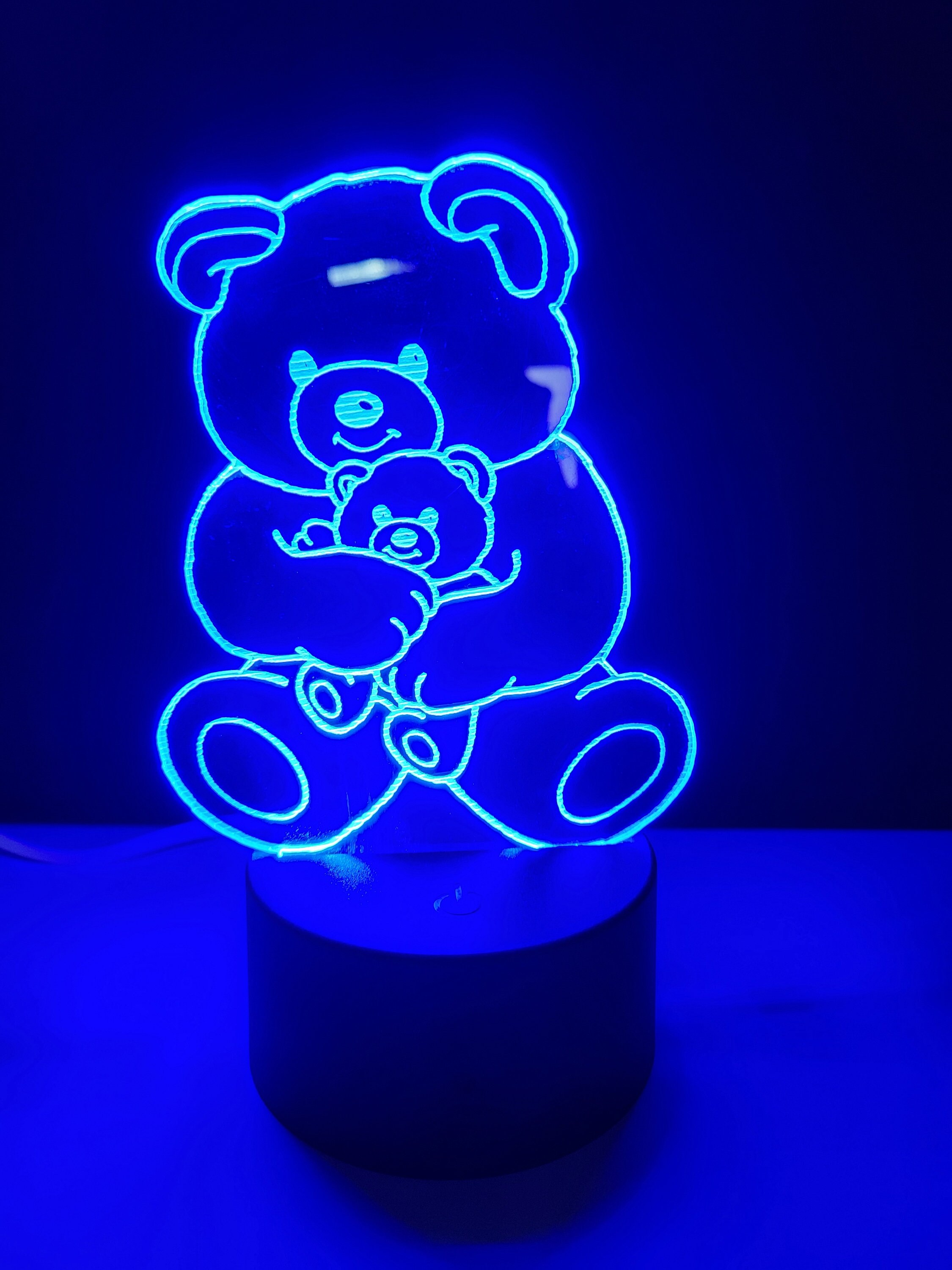 Teddy Bear LED Light Laser Cut and Engraved Stuffed Teddy - Etsy