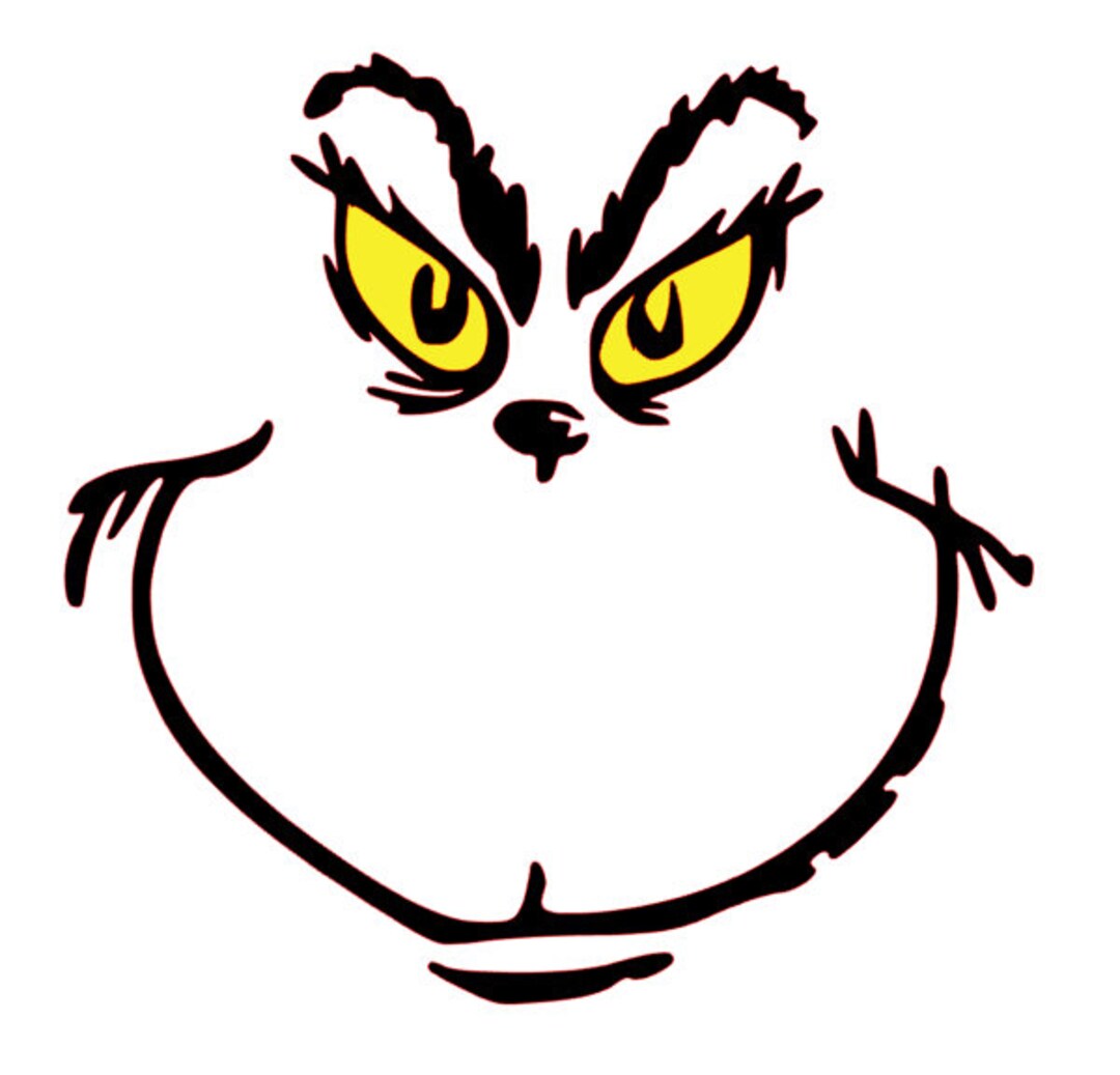 Smiling Grinning Grinch Face With or Without Yellow Eyes Vinyl Decal ...