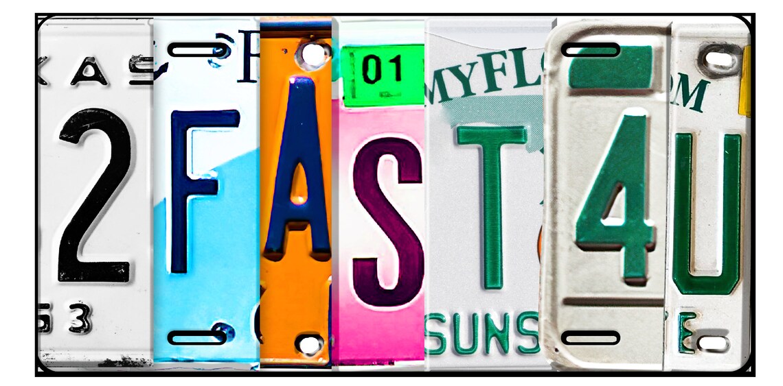 LICENSE PLATE STRIP Custom License Plate 2Fast4U Too Fast | Etsy