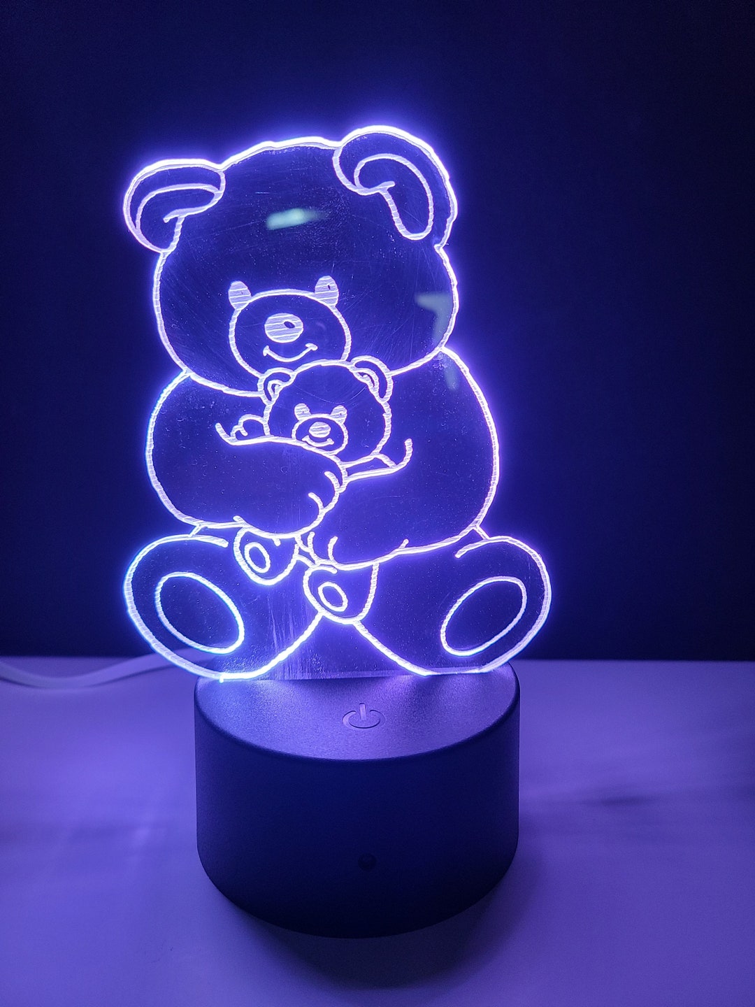 Teddy Bear LED Light Laser Cut and Engraved Stuffed Teddy Bear Holding ...