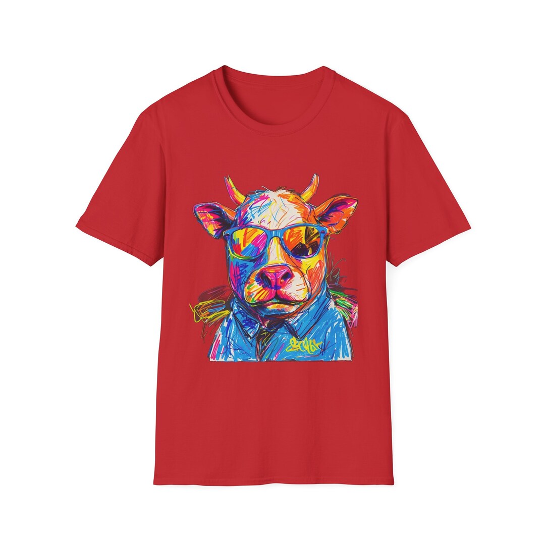 Cosmic Cow in Shades Psychedelic Farm Animal Art, Cow With Sunglasses ...