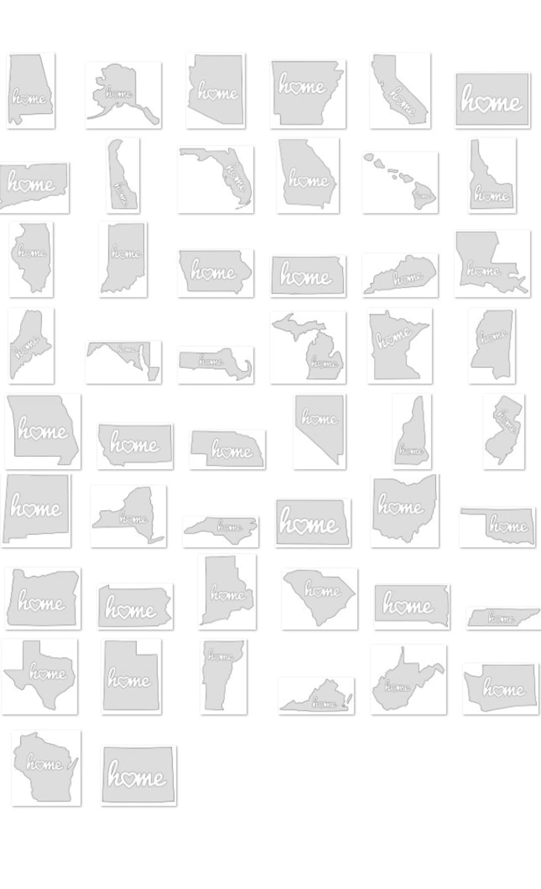 All 50 States Outline File in PNG and JPG for Cut Files, Sublimation or ...