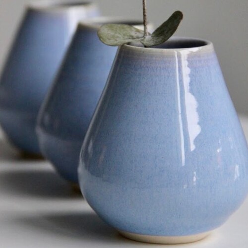 Light Blue Ceramic Bud Vase Unique Flower Vase Small - Etsy