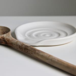 Handmade Ceramic Spoon Rest | White Spoon Holder | Kitchen Utensils ...