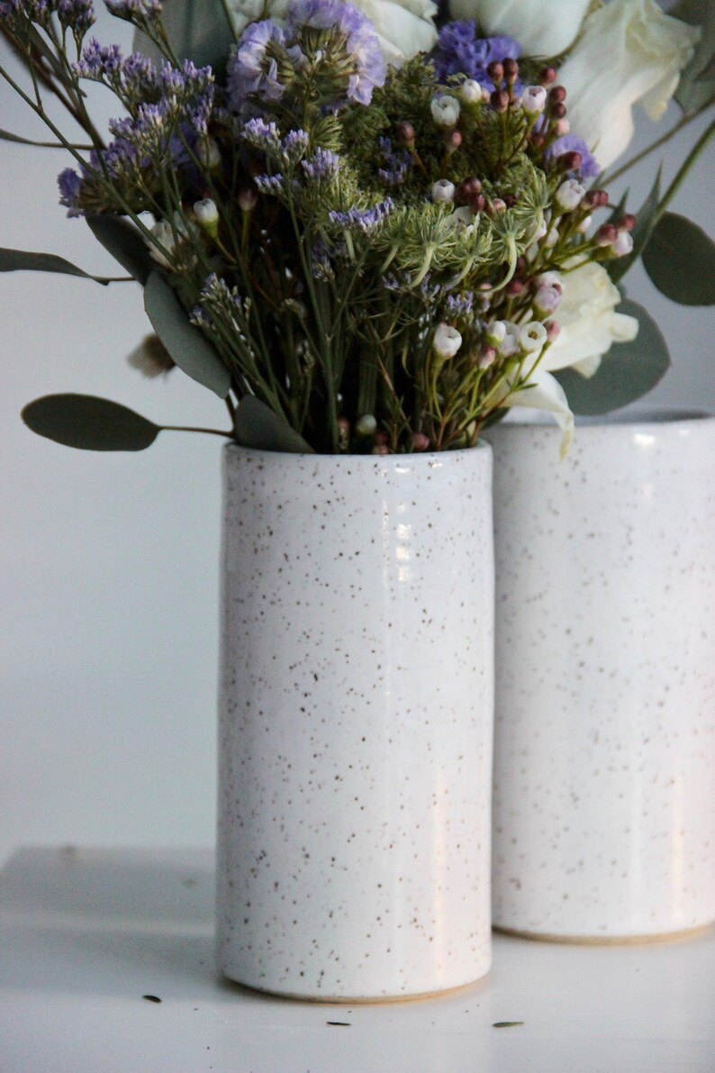 Handmade White Ceramic Vase Cylindrical Vase Flower Vase - Etsy