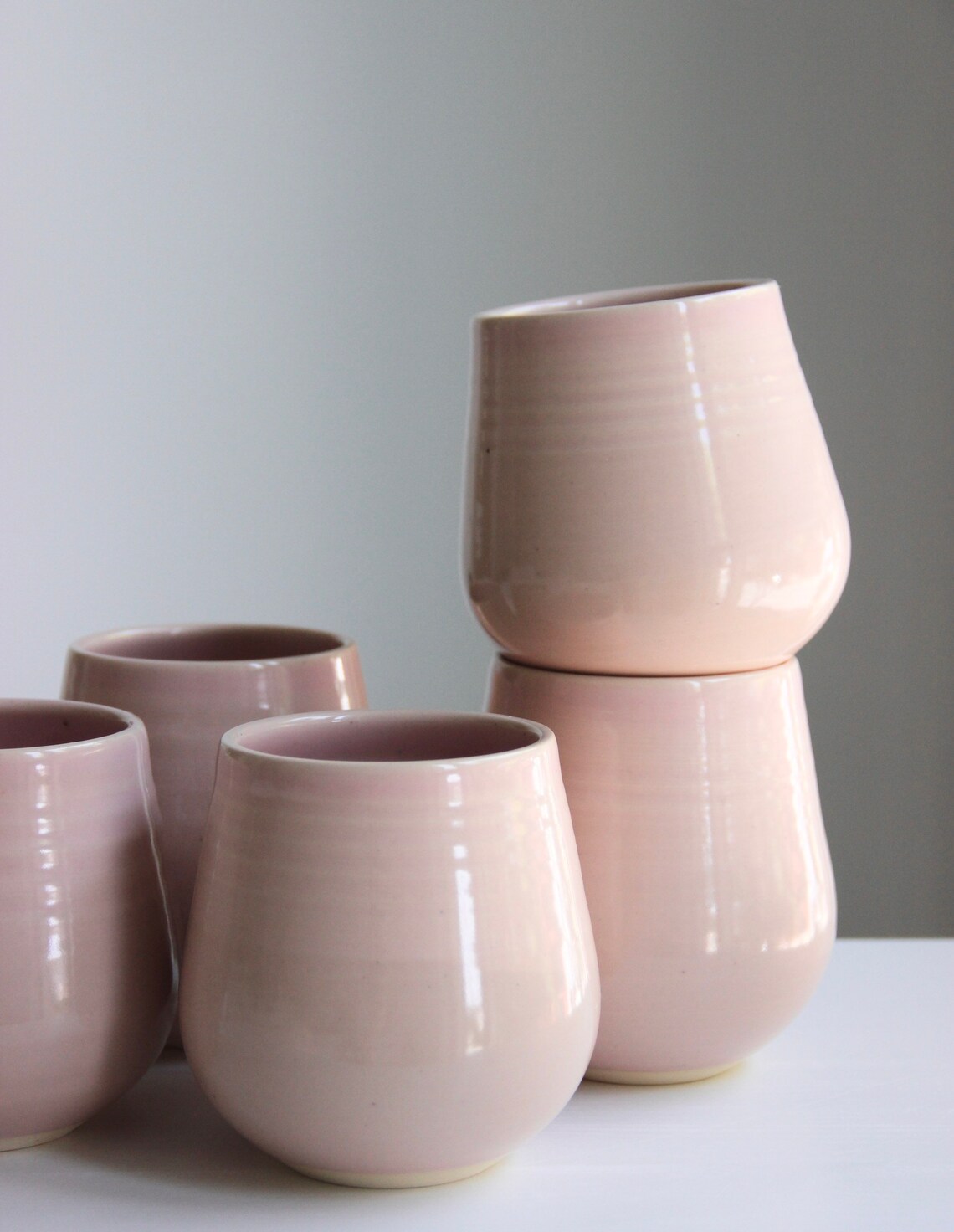 Large Light Pink Ceramic Tumbler Mug No Handle 16oz Pink - Etsy