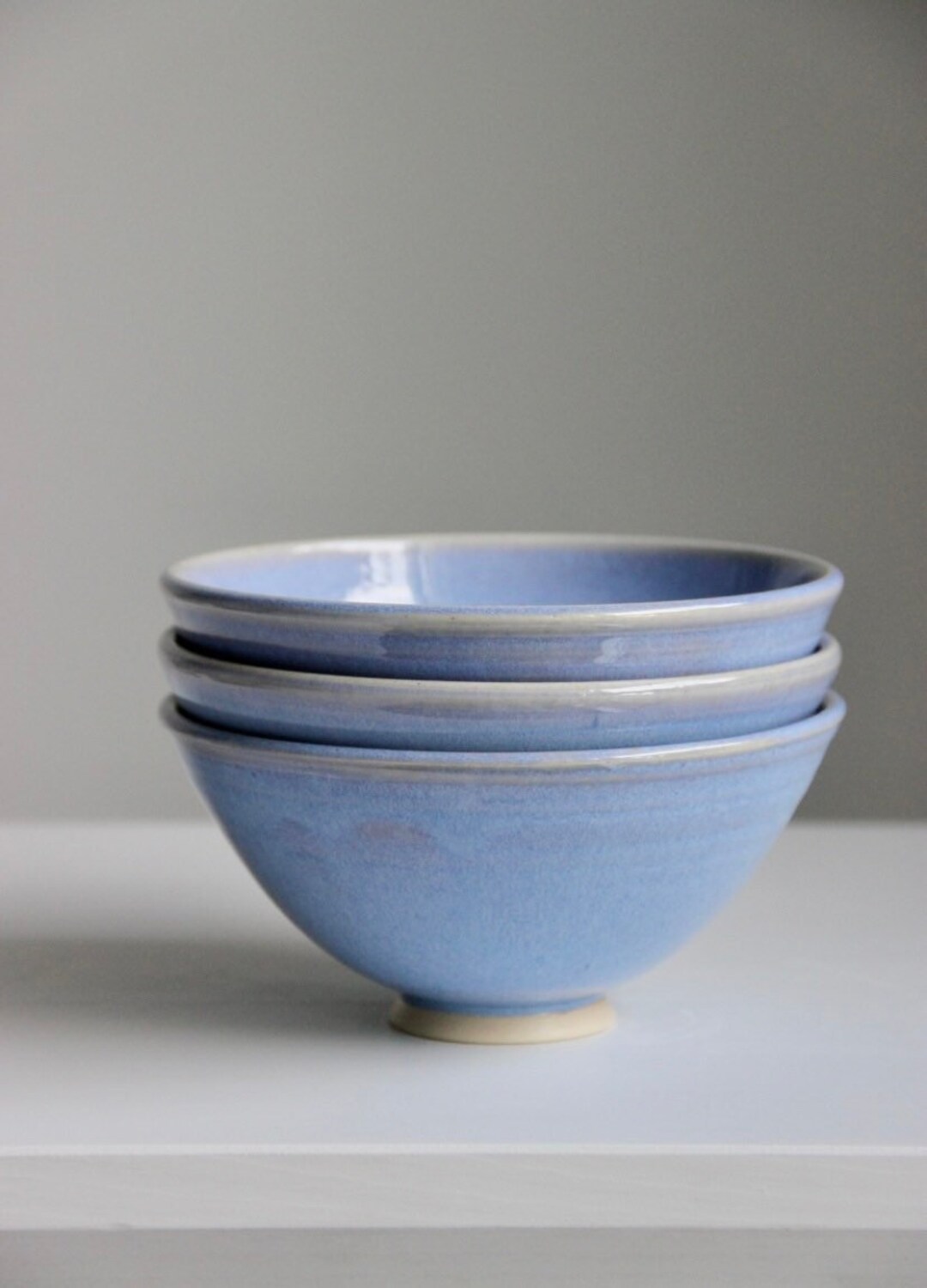 Periwinkle Blue Ceramic Bowls Handmade Pottery Bowl Set Set of Bowls ...
