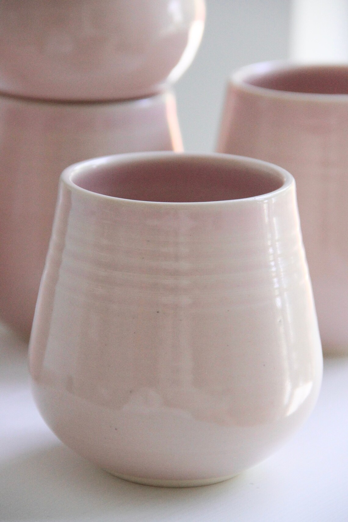 Large Light Pink Ceramic Tumbler Mug No Handle 16oz Pink - Etsy