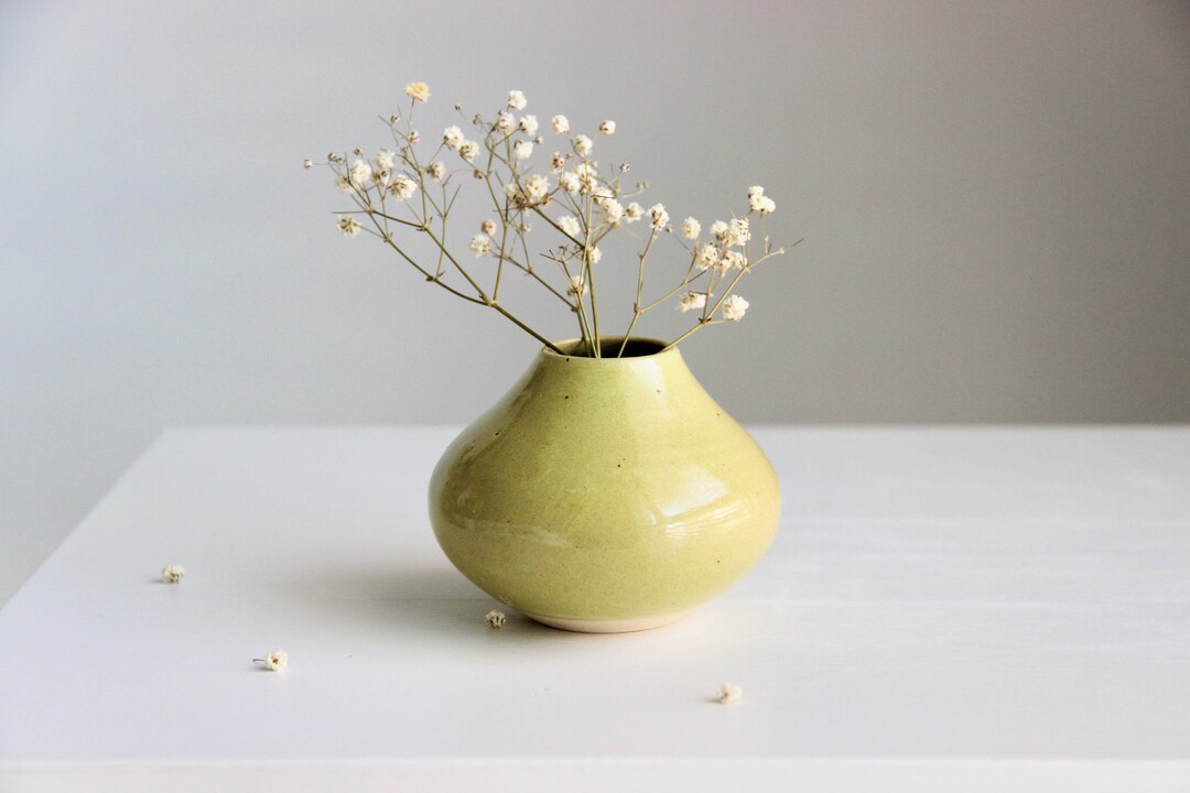 Green Ceramic Bud Vase | Unique Flower Vase | Small Flower Vase Pottery ...