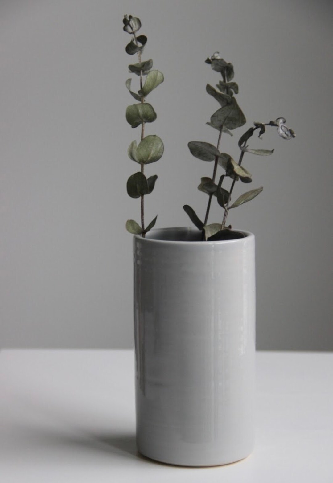 Handmade Light Gray / Grey Cylindrical Ceramic Vase | Flower Vase ...
