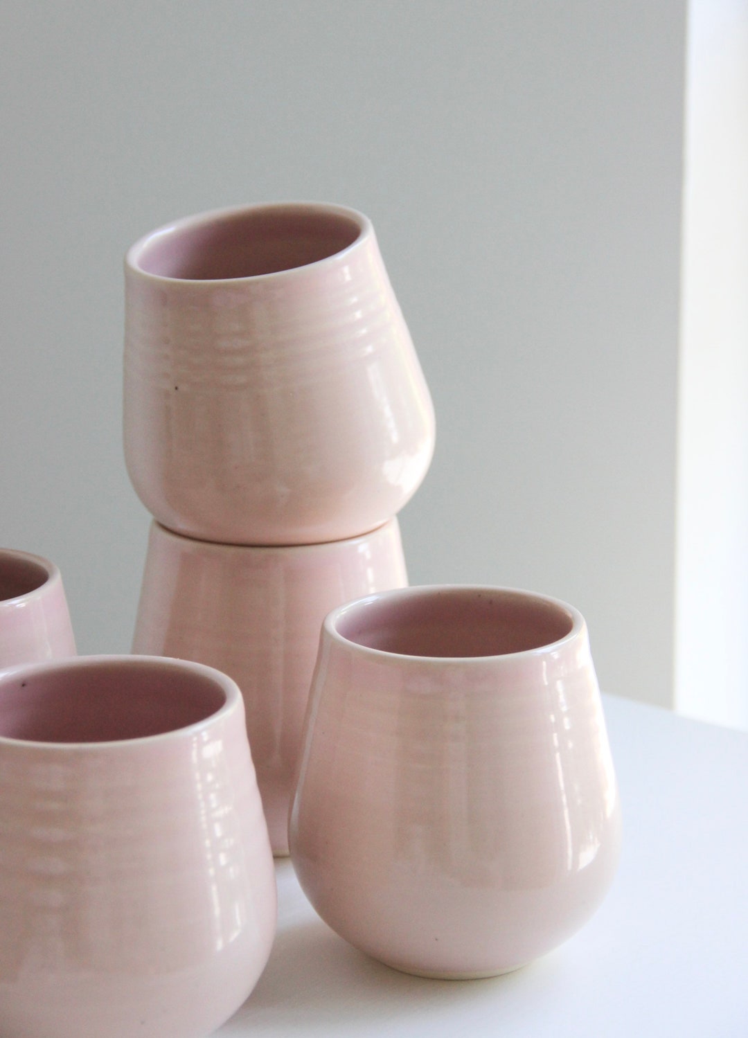 Large Light Pink Ceramic Tumbler | Mug No Handle | 16oz Pink Mug ...