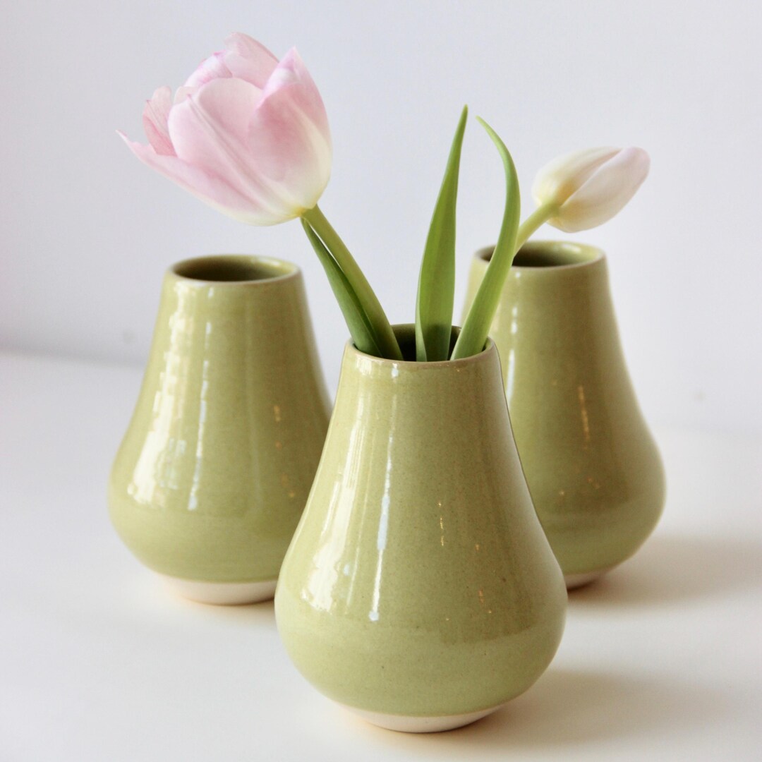 Handmade Ceramic Bud Vase | Green Vase | Small Flower Vase | Modern ...