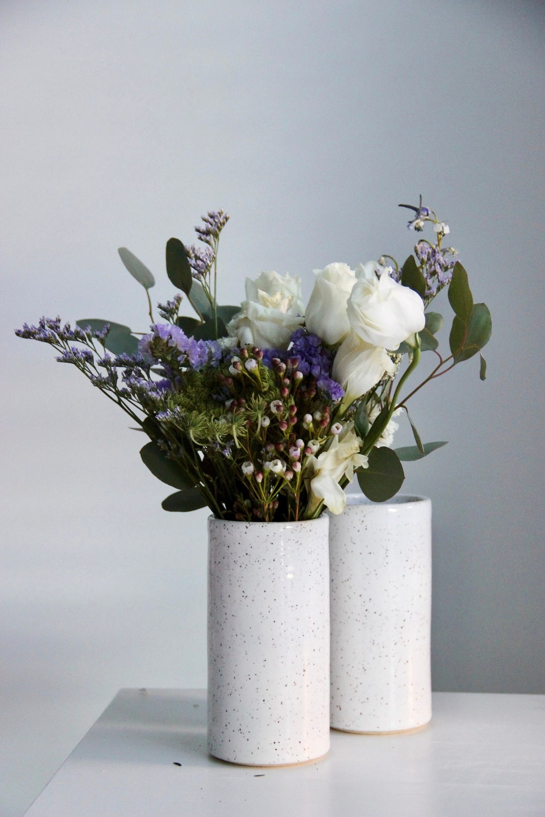 Handmade White Ceramic Vase | Cylindrical Vase | Flower Vase | Modern ...